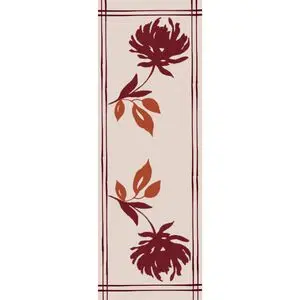 HERITAGEMODA Neutrals / Red / Orange Luxury Wool-silk Scarf – Hand-painted Sand With Rust & Amber Floral Accents - Red/orange