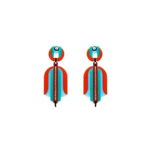 GISSA BICALHO Handmade Acrylic Earring Protea - Orange