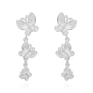 FAR EAST JEWELRY Handcrafted Butterfly Shadow Earrings - Silver
