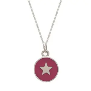 LIME TREE DESIGN Small Star Enamel Necklace Sterling Silver - Red