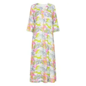 NOLOGO-CHIC Fern Silver Leaf Maxi Dress Linen Multi