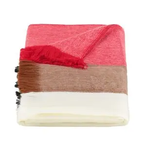 ALPACA LOCA Red / Black / Neutrals Scarf, Shawl Striped Red Black & Naturals Alpaca Wool - Red/black