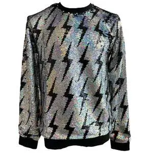 ANY OLD IRON Iridescent Lightning Sequin Sweatshirt - Silver