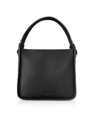 LE PARMENTIER Duplo Medium Hammered Leather Top Handle Bag - Black