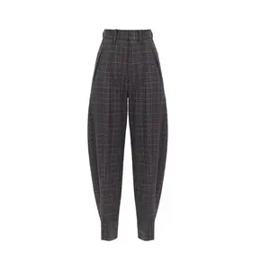 GEORGETTE Charcoal Grid Tailored Trousers