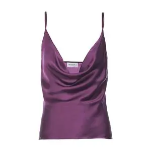 MODALLICA Elle Violet Organic Peace Silk Top With Thin Straps