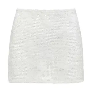 MONTCE Margarita Floral Lace Micro Skirt - White