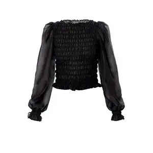 AGGI BY HALEWSKI Abby Lyocell Blend Puff Sleeve Top - Black