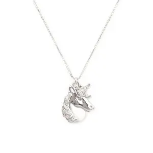 SEVEN SAINTS Mystical Unicorn Necklace, White Rhodium Over Sterling - Silver