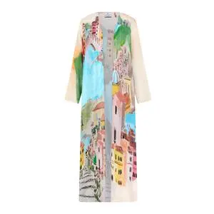 DHARA SHETH, DUBAI Dhara Sheth La Riviera Printed Long Kimono - Pink