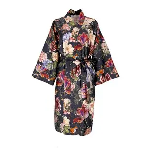 DECOFLUX HOME Cotton Kimono Magic Garden Dark & Matching Cotton Bag - Blue