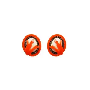 GISSA BICALHO Acrylic Handmade Earring Short Coral Pearl - Orange