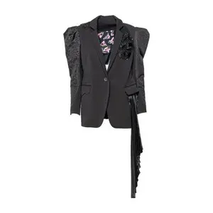ARTISTA Sissy Embellished Puffy Sleeve Jacket - Black