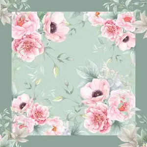 RALUFINEART Silk Scarf Peonies Serenade - Pink