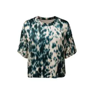 OH!ZUZA NIGHT&DAY Oversized Viscose Satin T-shirt With Ocean Print - Blue