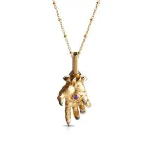 KASUN LONDON Hand Of The Protector Pendant February Amethyst Vermeil - Gold