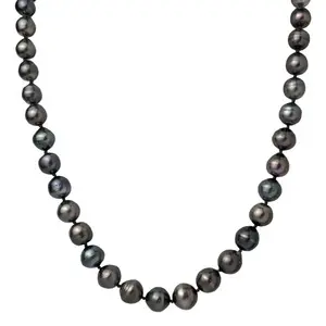 RAHUL'S JEWELS Grey / Silver 20"-22"adjustable Length Baroque Tahitian Pearl Necklace - Grey/silver