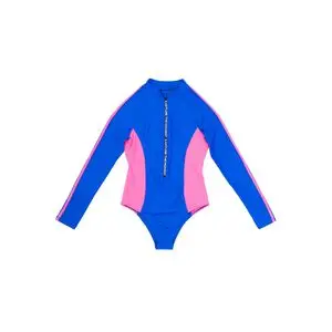 KAPTURE Dayglow Long Sleeve Front Zip Recycled Swimsuit - Blue
