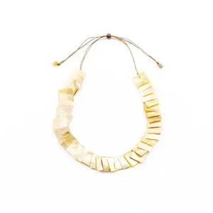 Likhâ Neutrals Playa Mother-of-pearl Necklace Square Tiles Nude - Brown