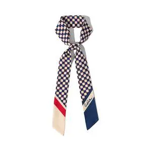 LOST PATTERN Checkerboard Twill Skinny Scarf - Blue