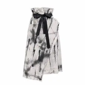 Miro Misljen Abstract Print Wrap Skirt - White/black