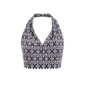 MAVLO Violet Embroidered Crop Top