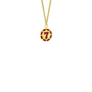 TRUE ROCKS Gold / Red Mini Vegas No.7 Poker Chip Pendant 18kt Gold-plated & Red Enamel - Gold/red