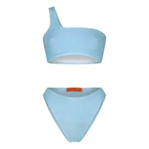 MAISON TANGERINE Mykonos Crinkle Swimsuit Aqua Bikini - Blue