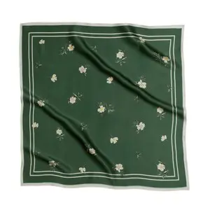 RAINSISTERS Small Floral Print Natural Silk Scarf - Green
