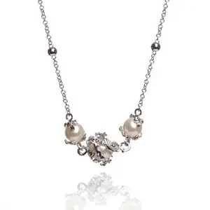 KASUN LONDON Ivory 3 Pearl Necklace - Silver