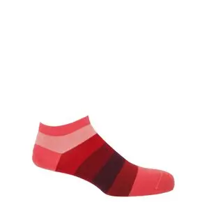 PEPER HAROW - MADE IN ENGLAND Block Stripe Trainer Socks – Fire - Red