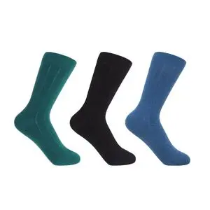 PEPER HAROW - MADE IN ENGLAND S Three Pairs Cashmere Socks Bundle – Teal, Black & Blue - Black/blue