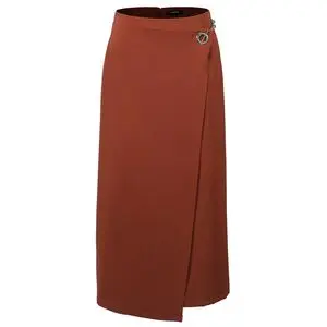 SMART AND JOY Buckle On Side Wrap Effect Skirt Brick