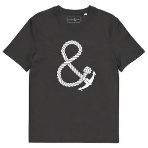 ANCHOR & CREW Heather Oversized Ampersand Signature Organic Cotton T-shirt - Black