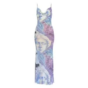 ALOMA STUDIO Enigme Maxi Mesh Dress Print - Blue