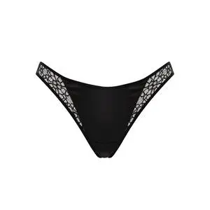 SAETA PARIS Silk & Cotton Lace Brief Leïla - Black