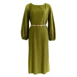 LOUCHE Milene Velvet Pleat Midi Dress - Green