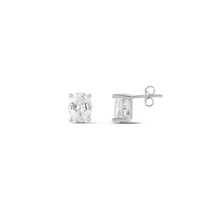SHYMI Fancy Shape Prong Set Studs Oval - Silver