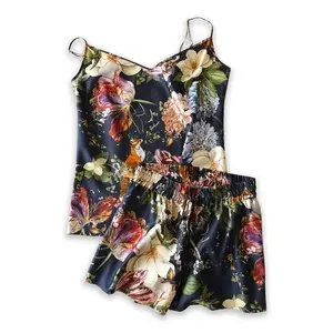 DECOFLUX HOME Short Cotton Pyjamas Set Magic Garden Dark - Blue