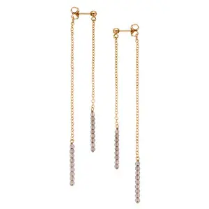 HEATHER HAWKINS Front Back Extra Tiny Gemstone Duster Earrings Labradorite - Blue