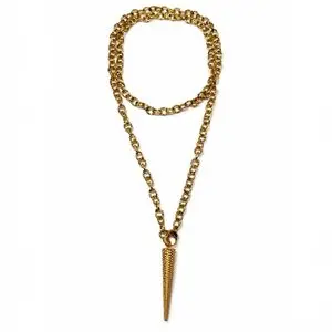 JAGGED HALO JEWELRY Adjustable Spike Pendant Necklace In Yellow Plated Stainless Steel - Gold