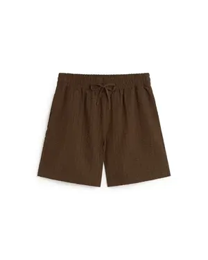 THINKING MU Seersucker Bermuda Henry - Brown