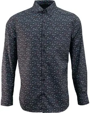 LORDS OF HARLECH Morris Sparse Floral Shirt Charcoal - Black
