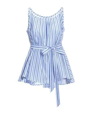 HELENE GALWAS Betti Striped Tank Top - Blue
