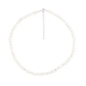 PEARL CODE Baroque Pearl Choker — Freshwater Pearl Necklace, Silver - White