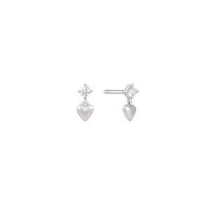 VANCHI Lilian Crystal Heart Studs Earrings - Silver