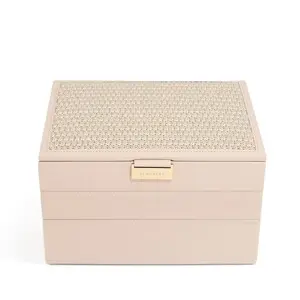 STACKERS Neutrals / Classic Blush Raffia Jewellery Box Set Of Three - Pink