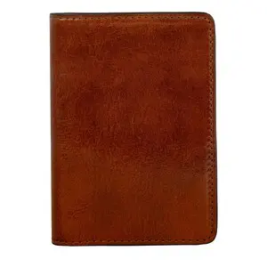 TIME RESISTANCE Small Leather Passport Holder In Cognac Gulliver's Travels - Brown