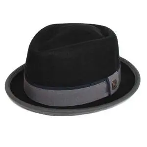 DASMARCA HATS Edward Grey Two Tone Felt Winter Porkpie Hat - Black