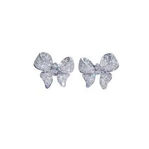 CHANEL JOAN ELKAYAM Crystal Bow Earrings - Silver